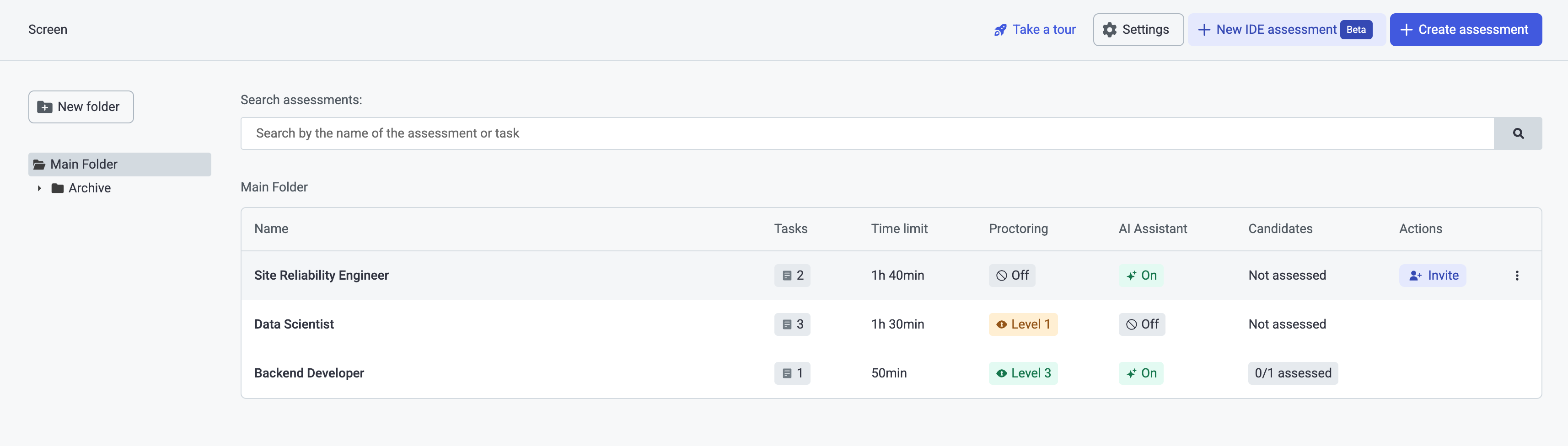 Updated Screen Dashboard – Codility