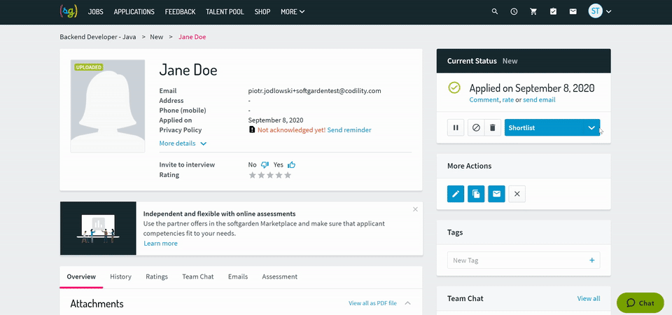 Integrating with Softgarden – Codility